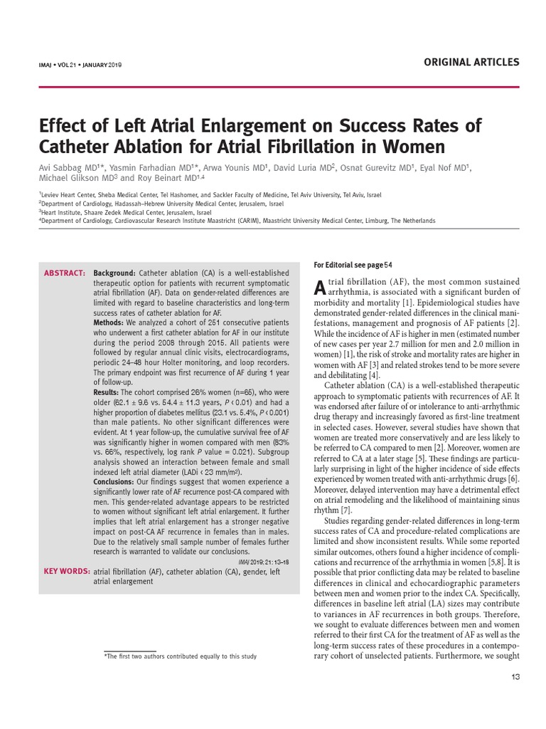 Effect of Left Atrial Enlargement On Success Rates of Catheter Ablation ...