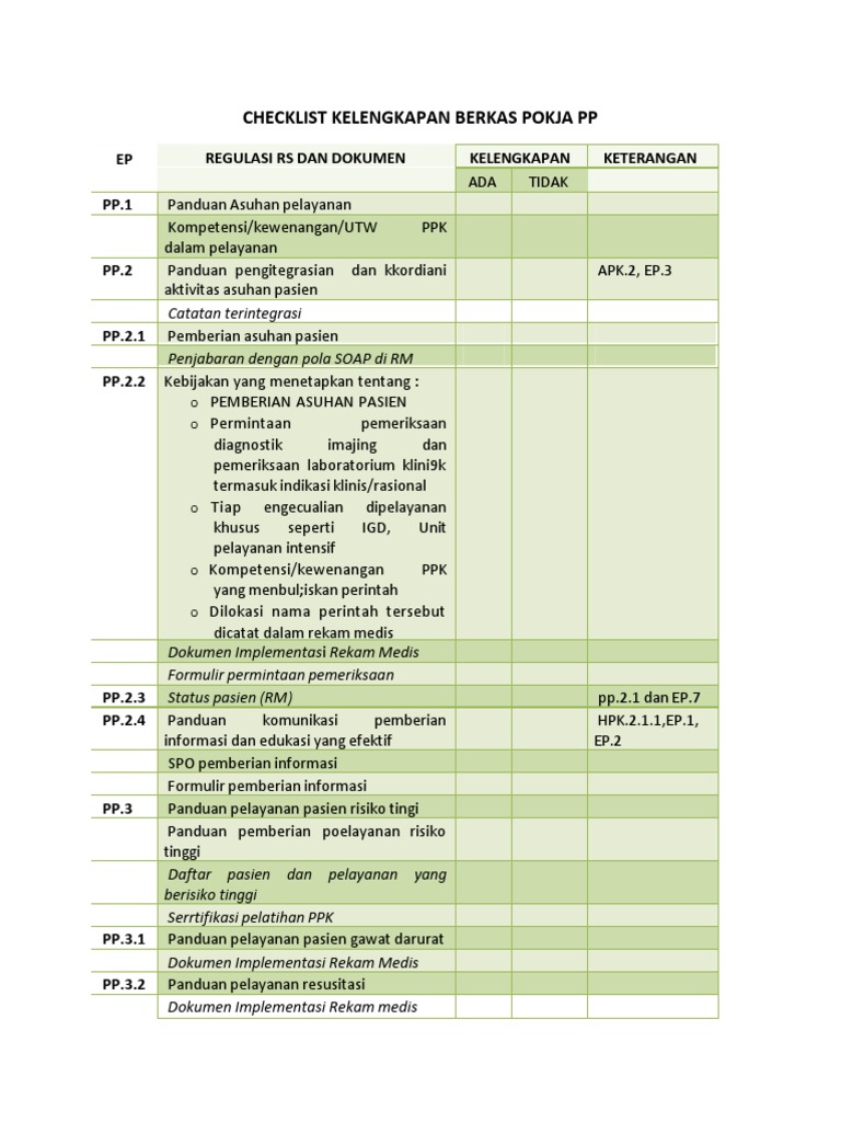 (PDF) Checklist Kelengkapan Berkas Pokja PP | PDF