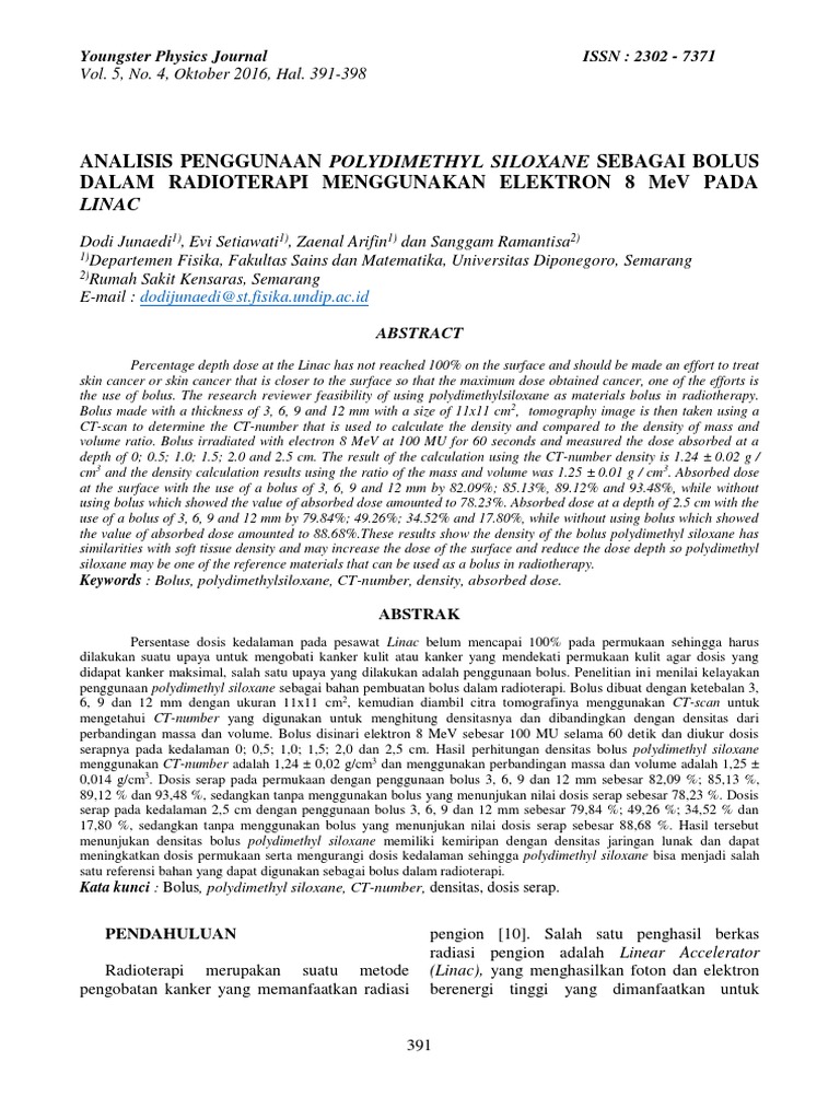 ID Analisis Penggunaan Polydimethyl Siloxan PDF | PDF | Absorbed Dose ...