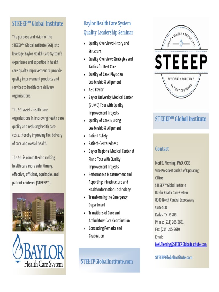STEEEP™ Global Institute: Baylor Health Care System Quality Leadership ...