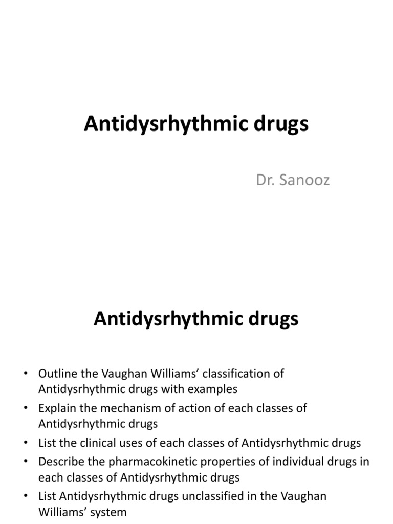 Antidysrhythmic Drugs Overview and Mechanisms | PDF | Heart ...