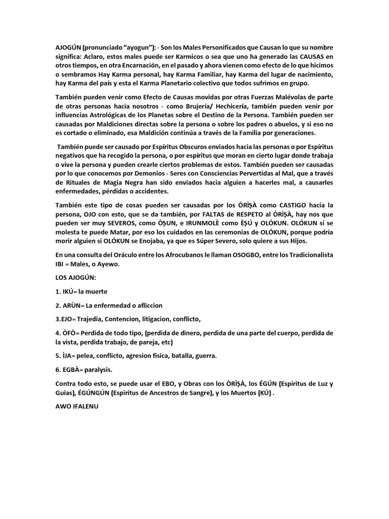 Los principales Ajogún y cómo contrarrestar sus efectos | PDF