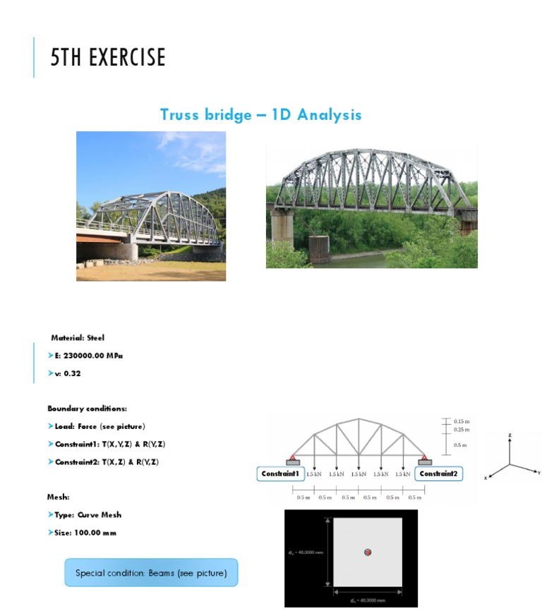 5Th Exercise: Truss Bridge - 1D Analysis | PDF