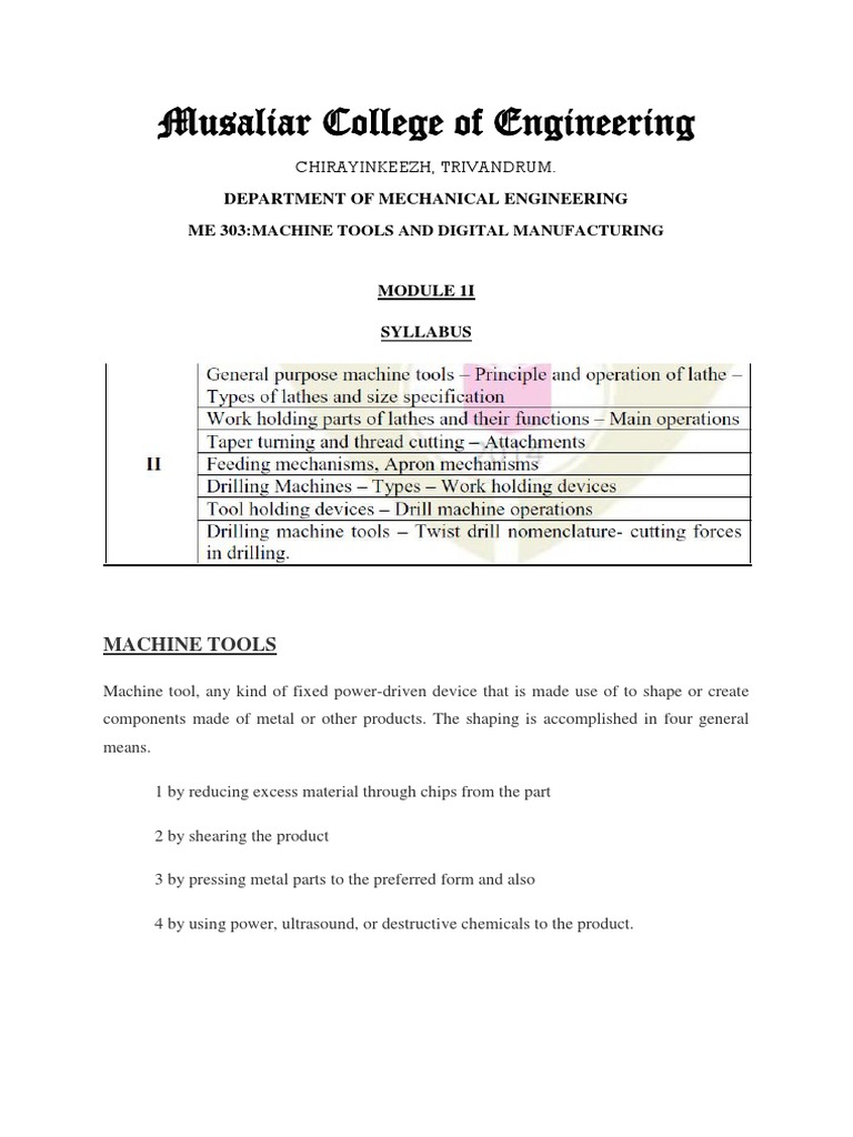 Musaliar College of Engineering | PDF | Drill | Drilling