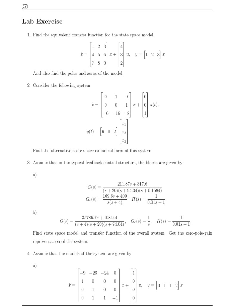 Lab Excercise | PDF | Applied Mathematics | Systems Theory