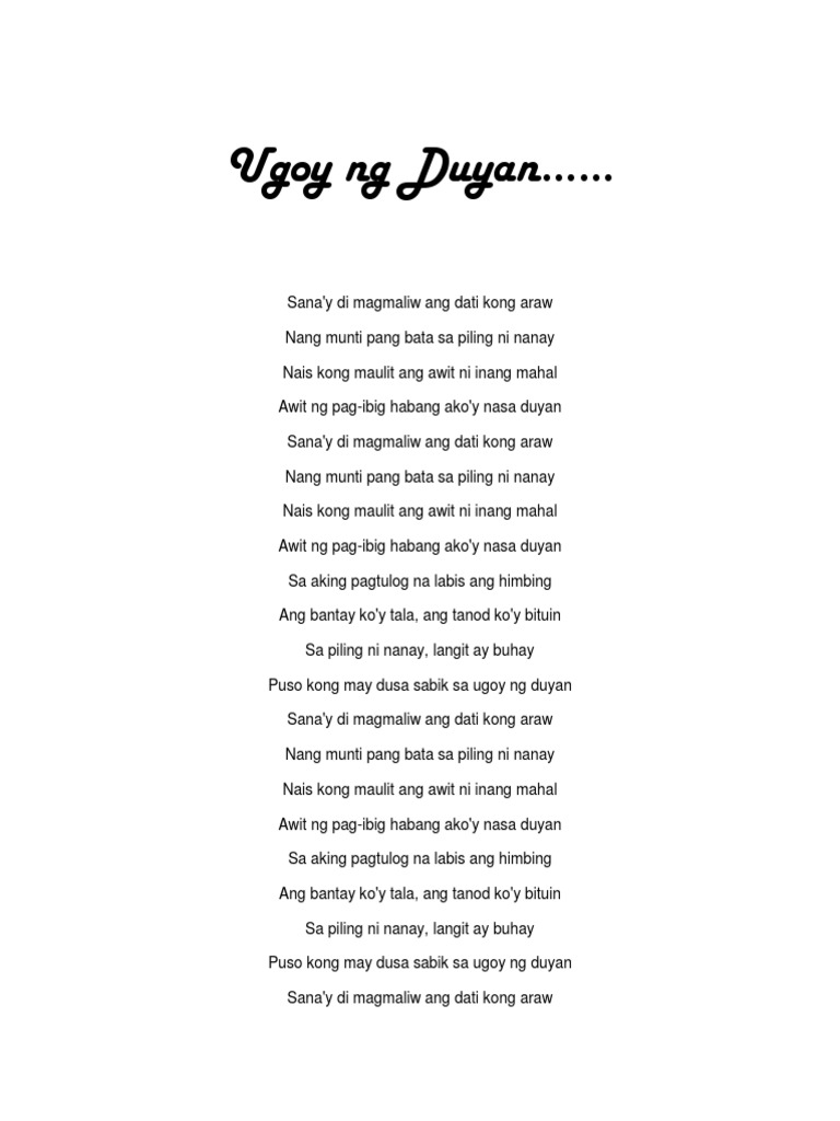 Ugoy NG Duyan LYRICS | PDF