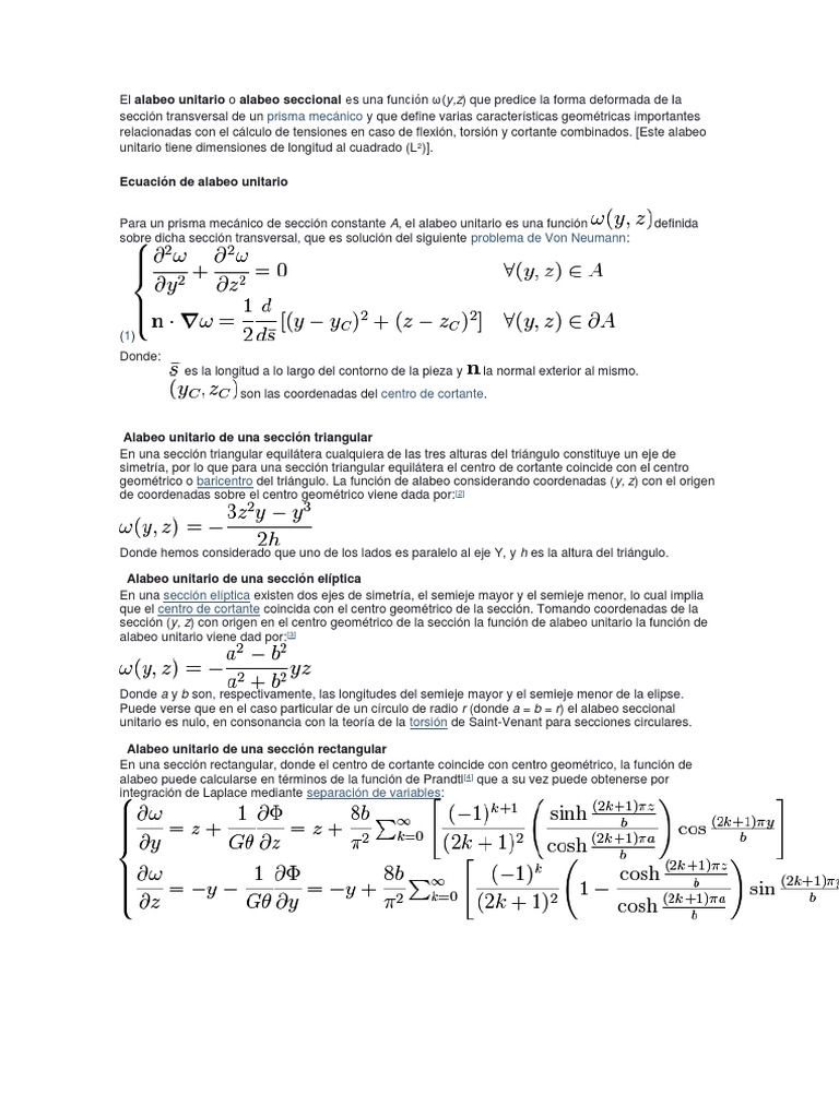 Alabeo Unitario en Prismas Mecánicos | PDF | Física Aplicada e ...