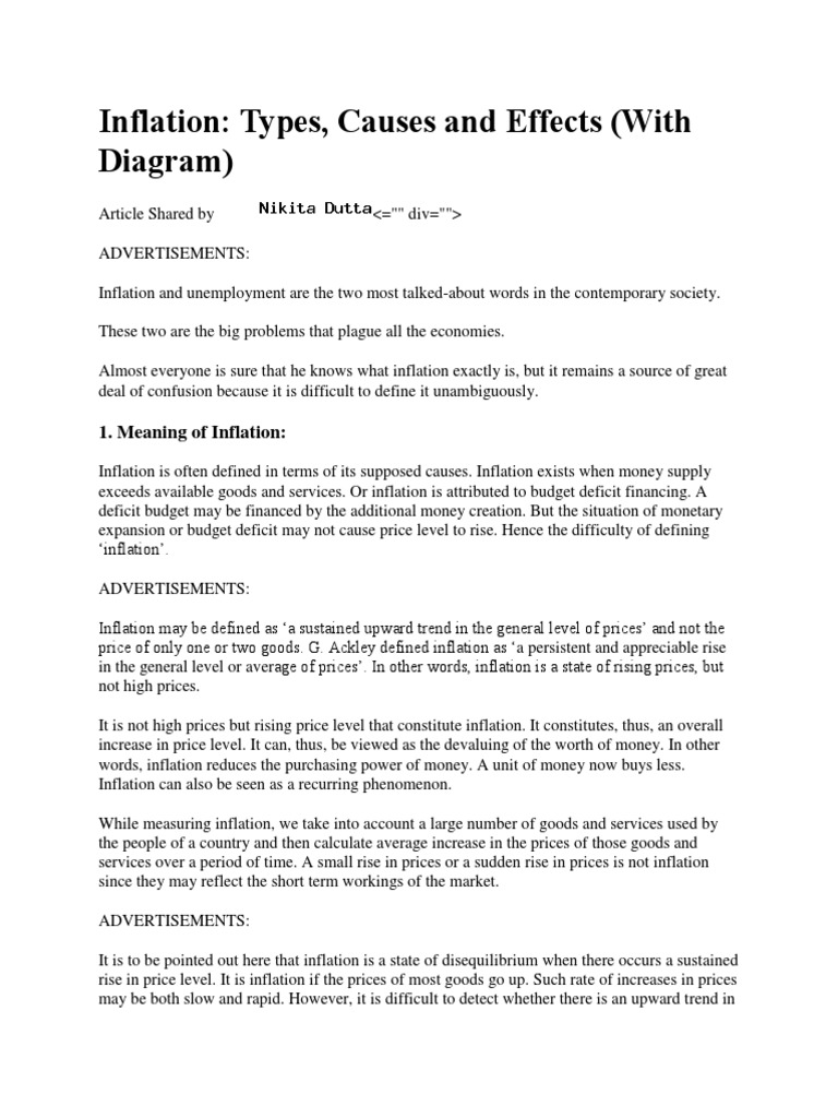 Inflation: Types, Causes and Effects (With Diagram) | PDF | Aggregate ...