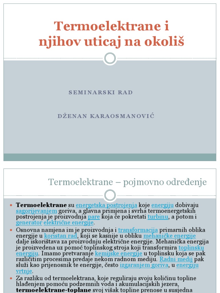 Prezentacija - Termoelektrane | PDF