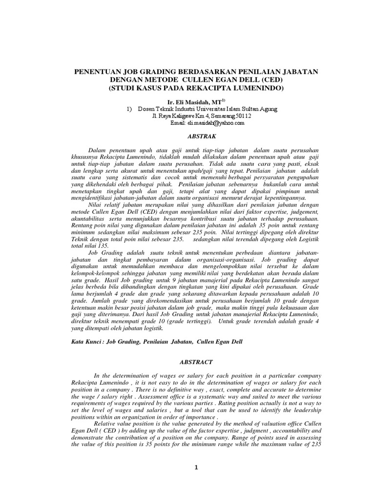 7092penentuan Job Grading Berdasarkan Penilaian Jabatan Dengan Metode ...