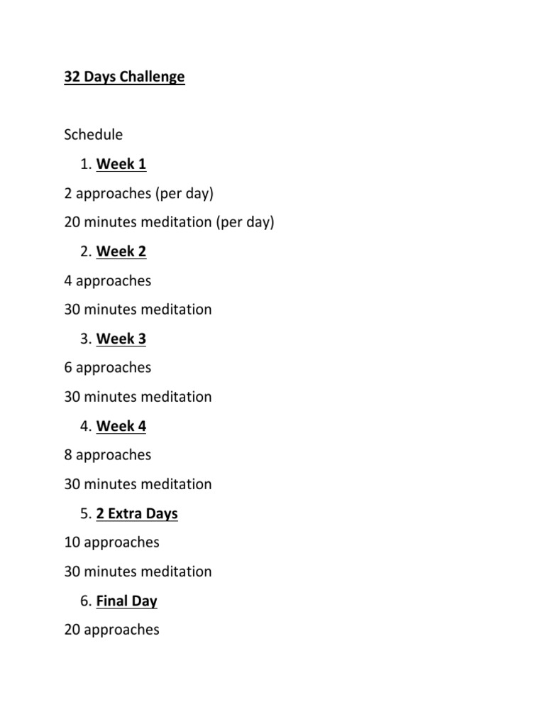 32-Day Meditation Challenge Plan | PDF | Career & Growth