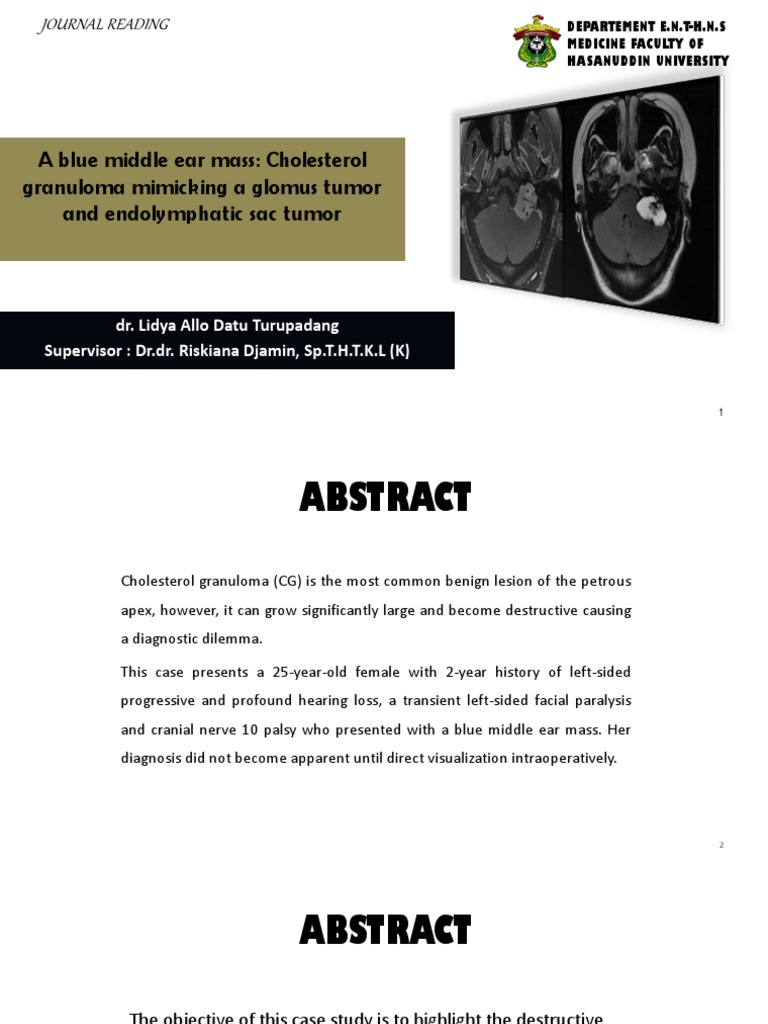 A Blue Middle Ear Mass | PDF | Magnetic Resonance Imaging | Neoplasms