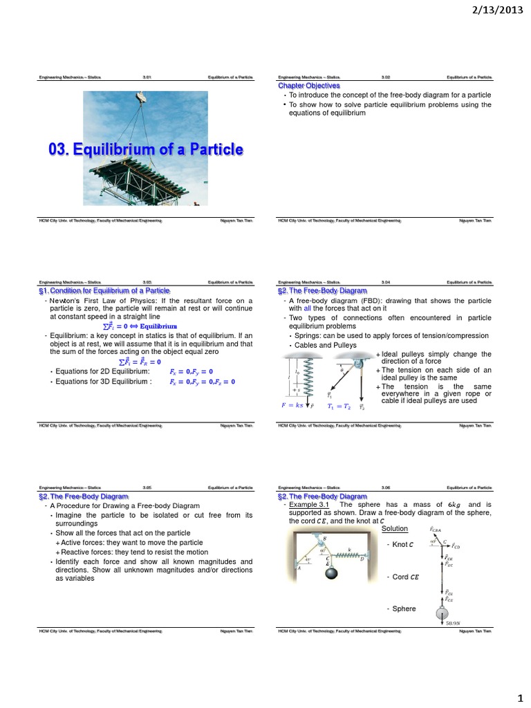 CH 03 Equilibrium of A Particle PDF | PDF | Force | Euclidean Vector