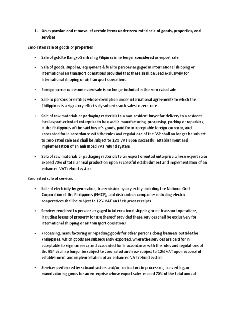 VAT Summary of Changes Under The TRAIN Law | PDF | Value Added Tax ...