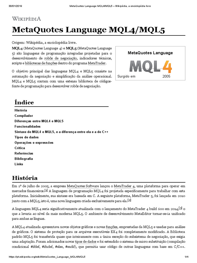 MetaQuotes Language MQL4 - MQL5 | PDF | Programação de computadores ... MetaQuotes Language MQL4 - MQL5 | PDF | Programação de computadores ...