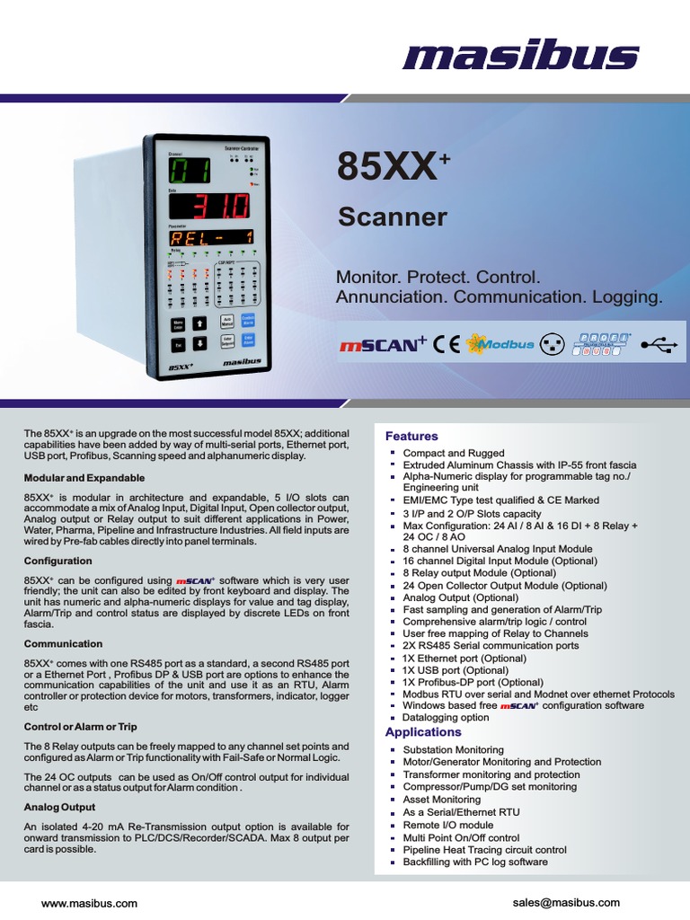 Masibus 85XX+ - R2F - 0416 - Scanner | PDF | Electrical Connector ...