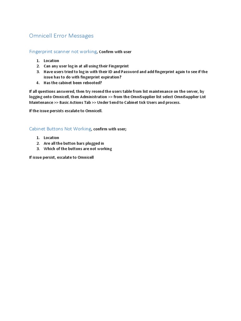 Omnicell Error Troubleshooting Guide | PDF | Computer Security | Security