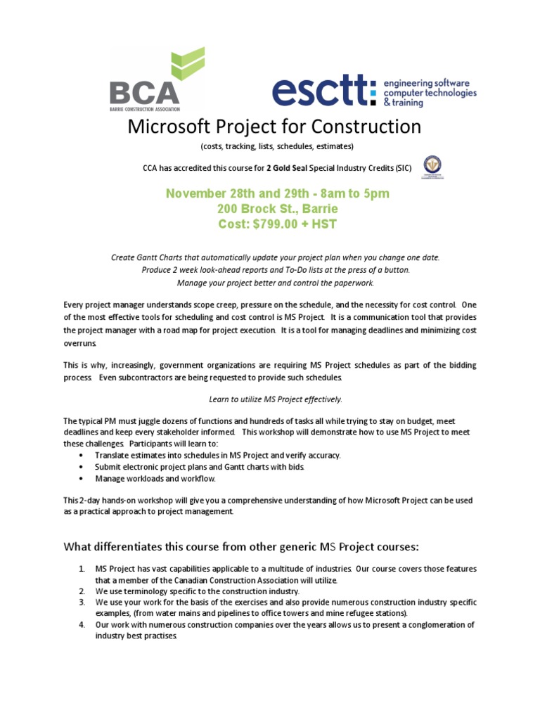 Microsoft Project For Construction | PDF | Project Management | Business