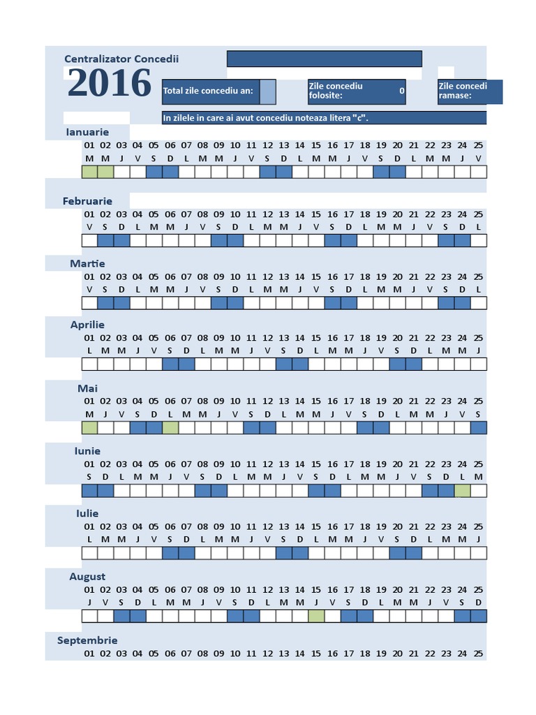 Model Centralizator Concedii 2013 | PDF