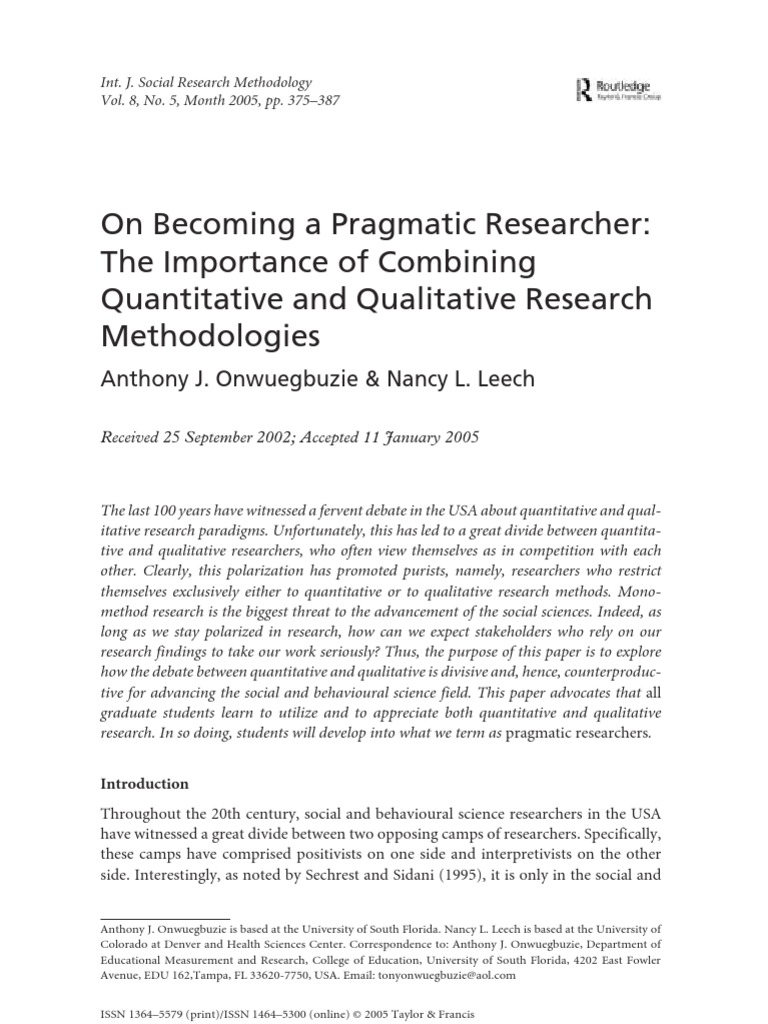 Pragmatic Researcher[1] | Quantitative Research | Pragmatism