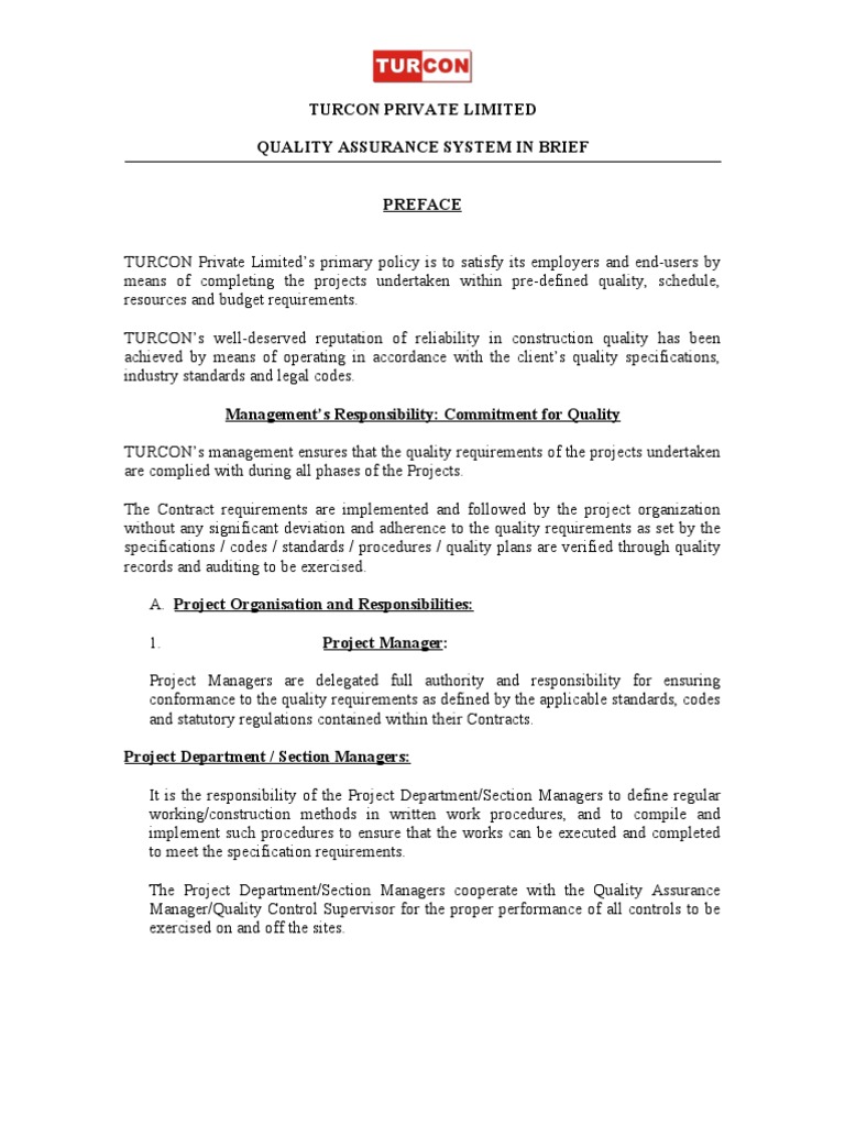 Quality Manual | PDF | Verification And Validation | Quality Assurance