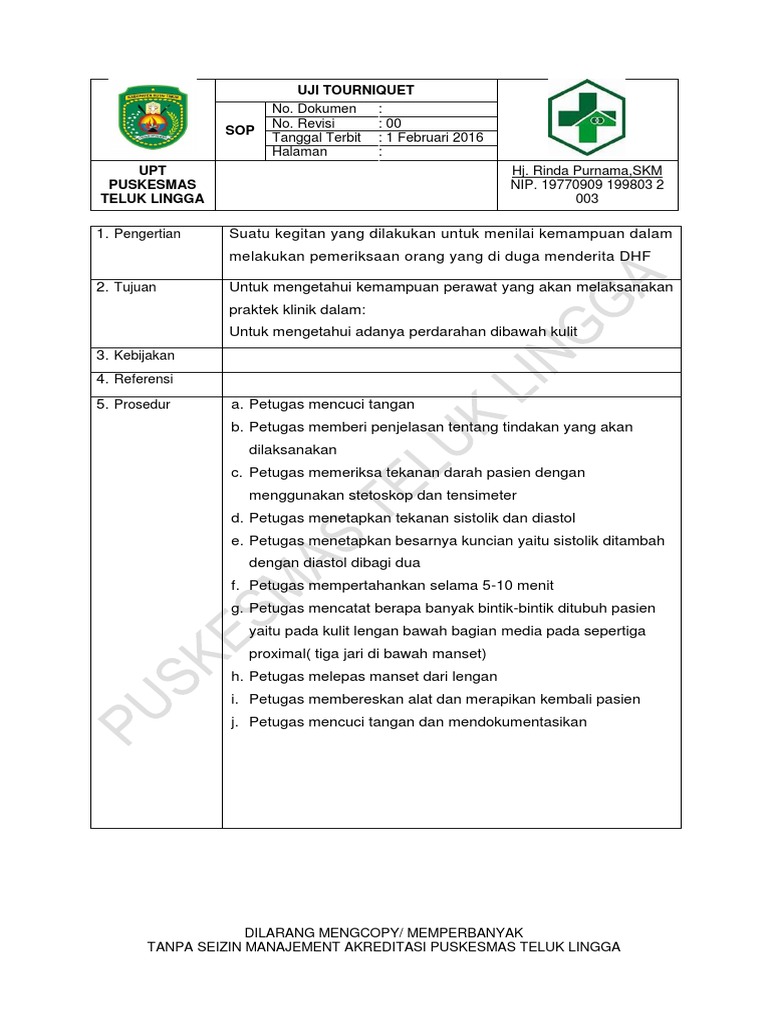 Sop Uji Tourniquet | PDF