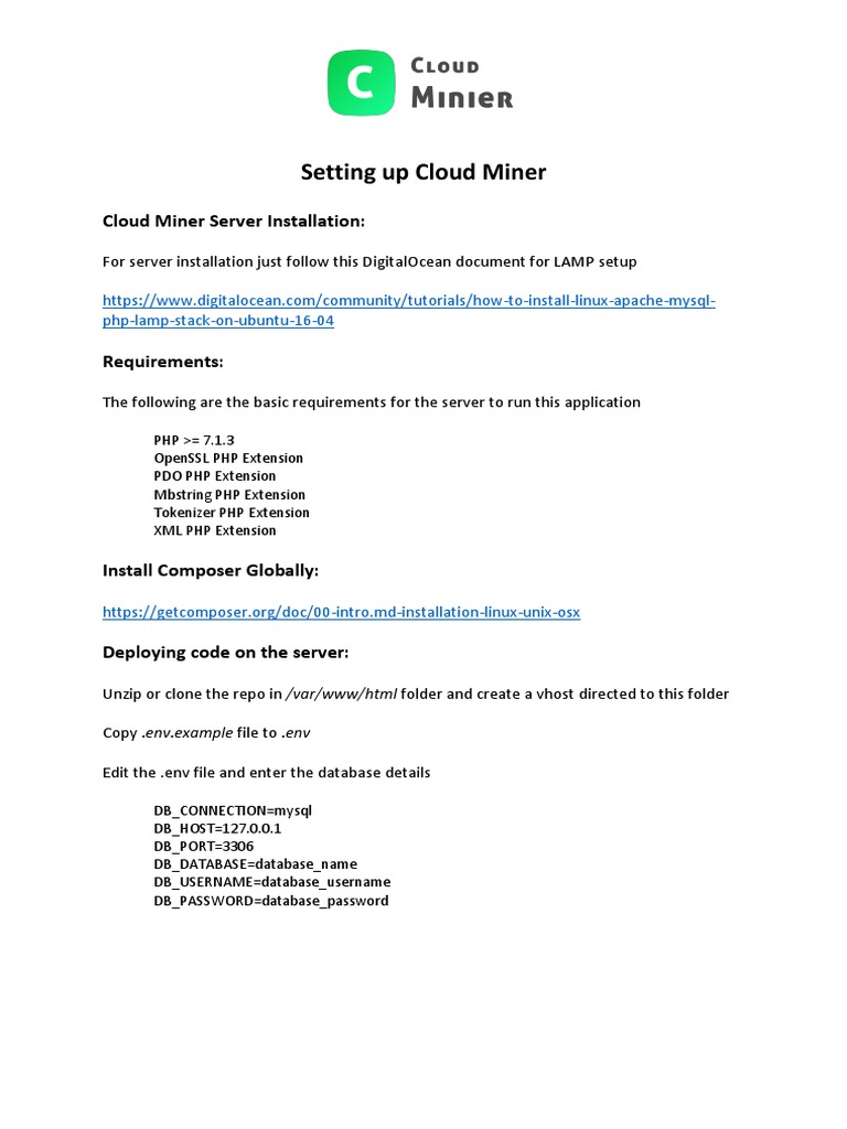 Setting Up Cloud Miner | PDF | Php | Graphics Processing Unit