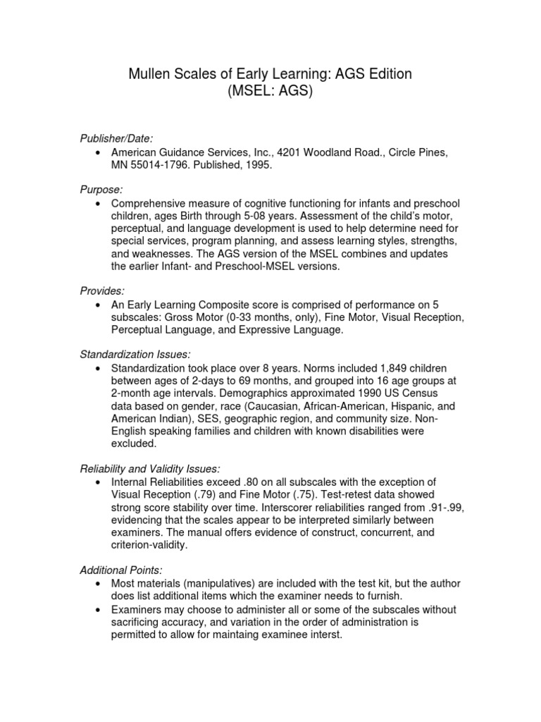 Comprehensive Early Childhood Development Assessment: An Overview of ...