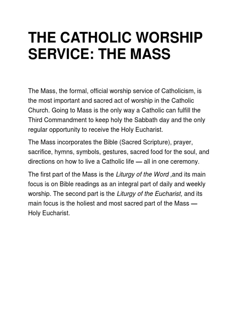 Understanding the Catholic Mass | PDF | Mass (Liturgy) | Eucharist