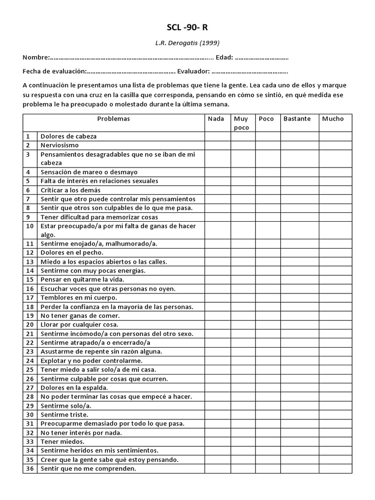 SCL-90-R - Cuestionario | PDF | Violencia
