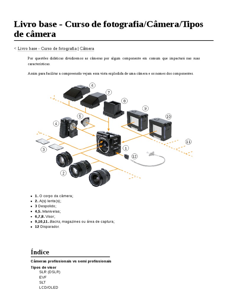 Livro Base - Curso de Fotografia/Câmera/Tipos de Câmera | PDF | Câmera ...