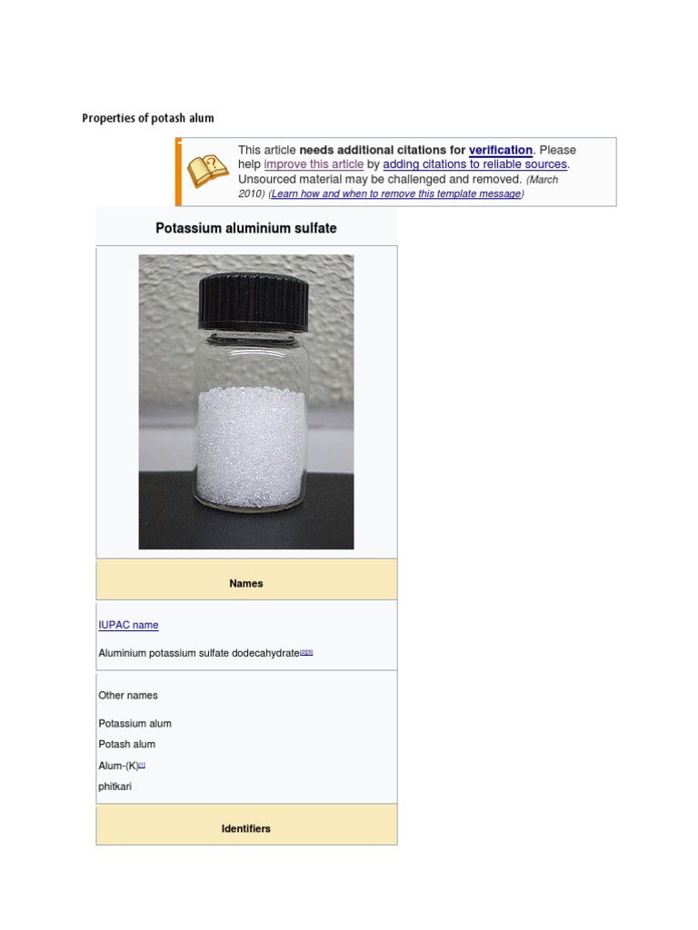 Properties of Potash Alum | PDF | Atoms | Chemistry