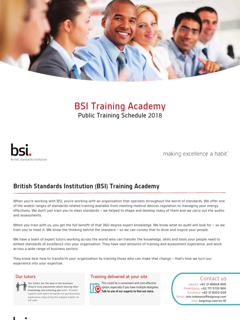 BSI Training Academy Public Training Schedule 2018 | PDF | Lean ...