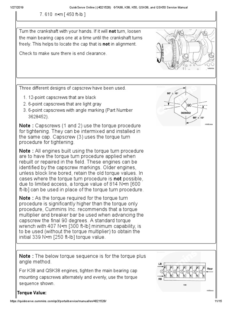 Caeb Main Bearing Torque Specs