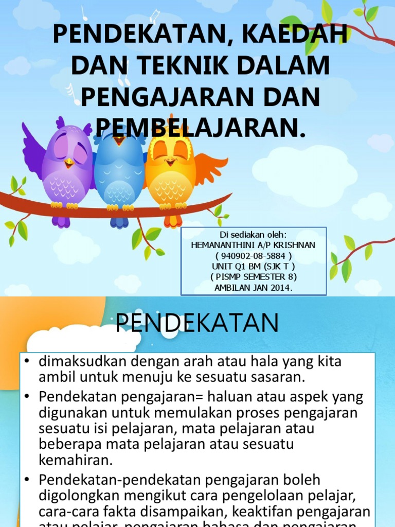Pendekatan Kaedah Dan Teknik Dalam Pengajaran Dan Pembelajaran | PDF
