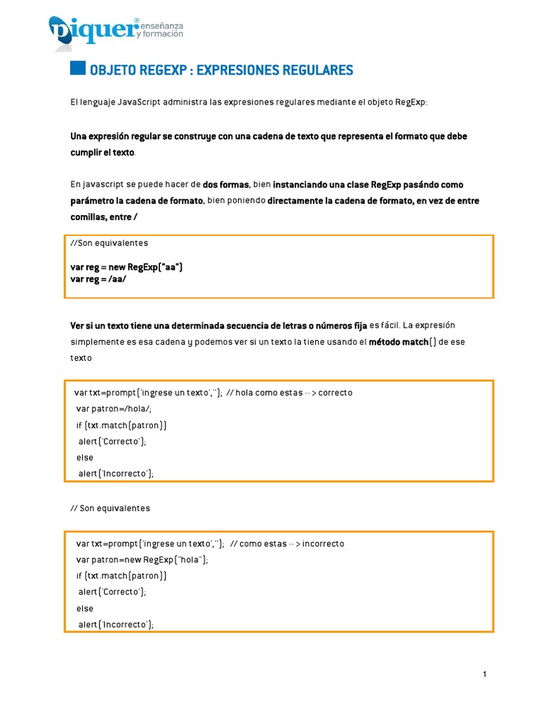 Expresiones Regulares Javascript | PDF | Expresión regular | Texto