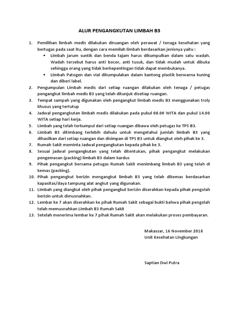 Alur Pengangkutan Limbah b3 | PDF