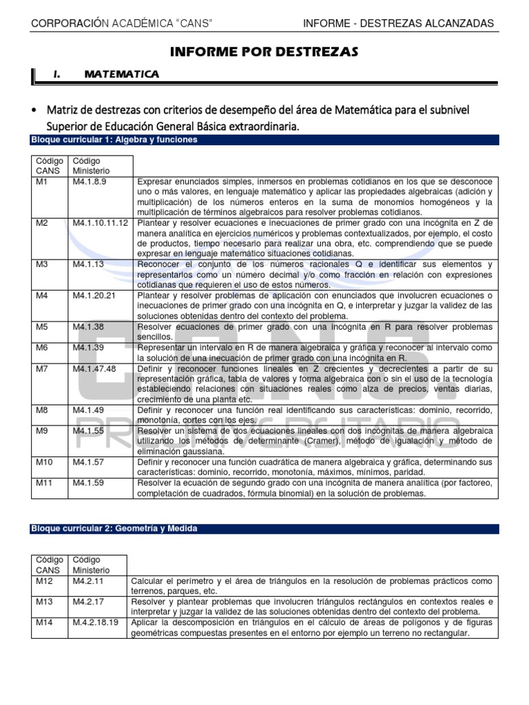 Destrezas Alcanzadas | PDF | Ecuaciones | Evolución