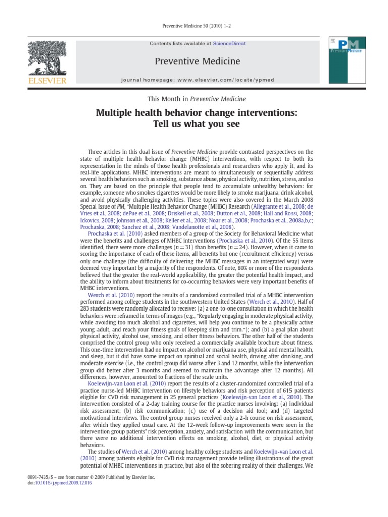 Multiple Health Behavior Change Interventions - Tell Us What You See ...