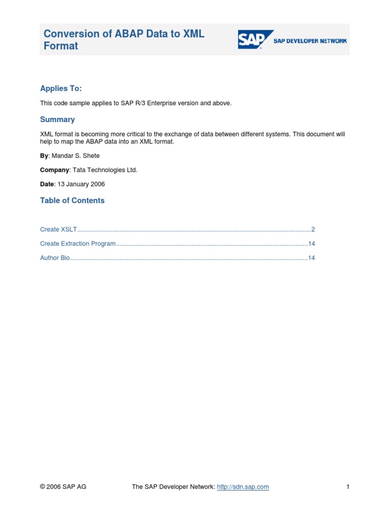 Conversion of ABAP Data To XML | PDF | File Format | Xml