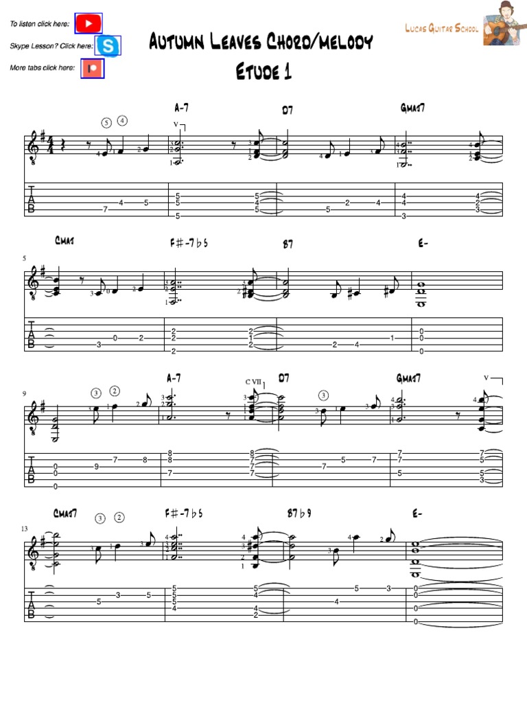 Autumn Leaves Chord Melody Etude 1 PDF | PDF