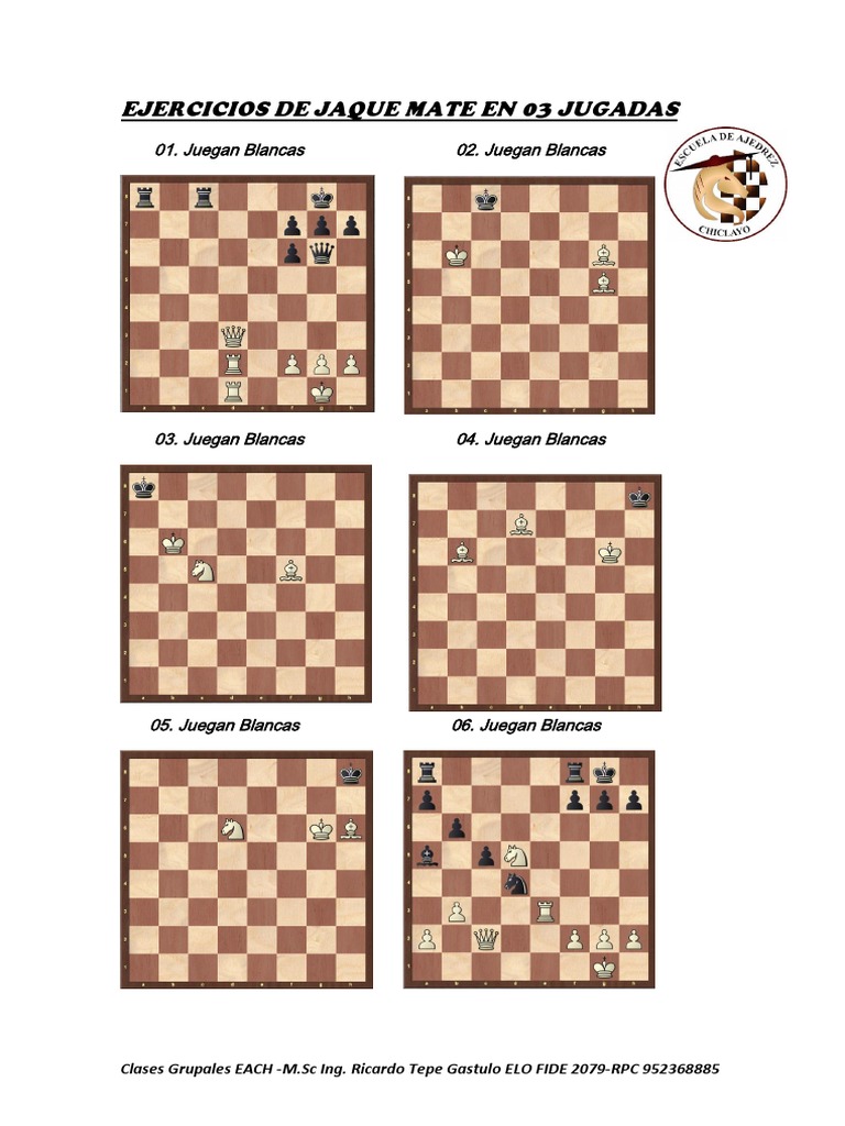 Jaque Mate en 03 Jugadas 24 Ejercicios | PDF