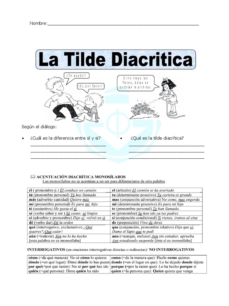 Ficha La Tilde Diacritica para Sexto de Primaria | PDF | Ocio