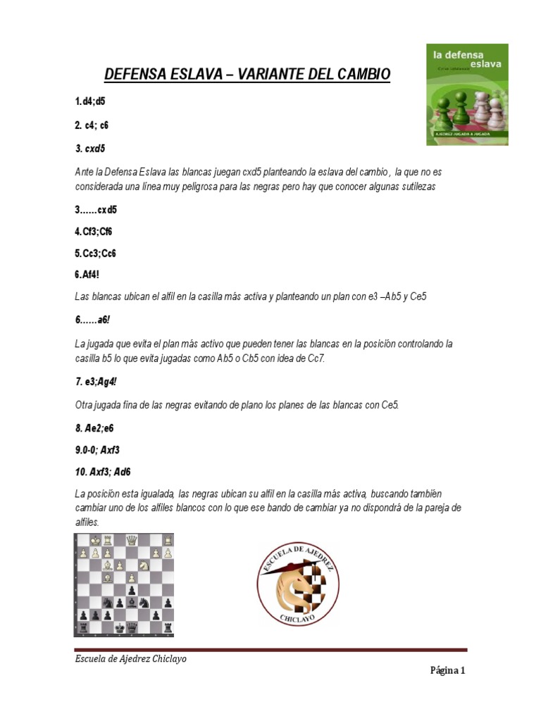 Defensa Eslava Variante Del Cambio | PDF | Juegos de habilidad mental ...