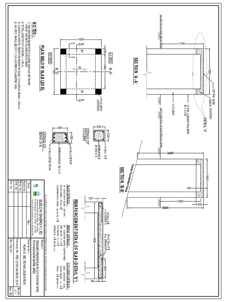 Transformer Plinth Design for WTG | PDF | Building Materials | Engineering