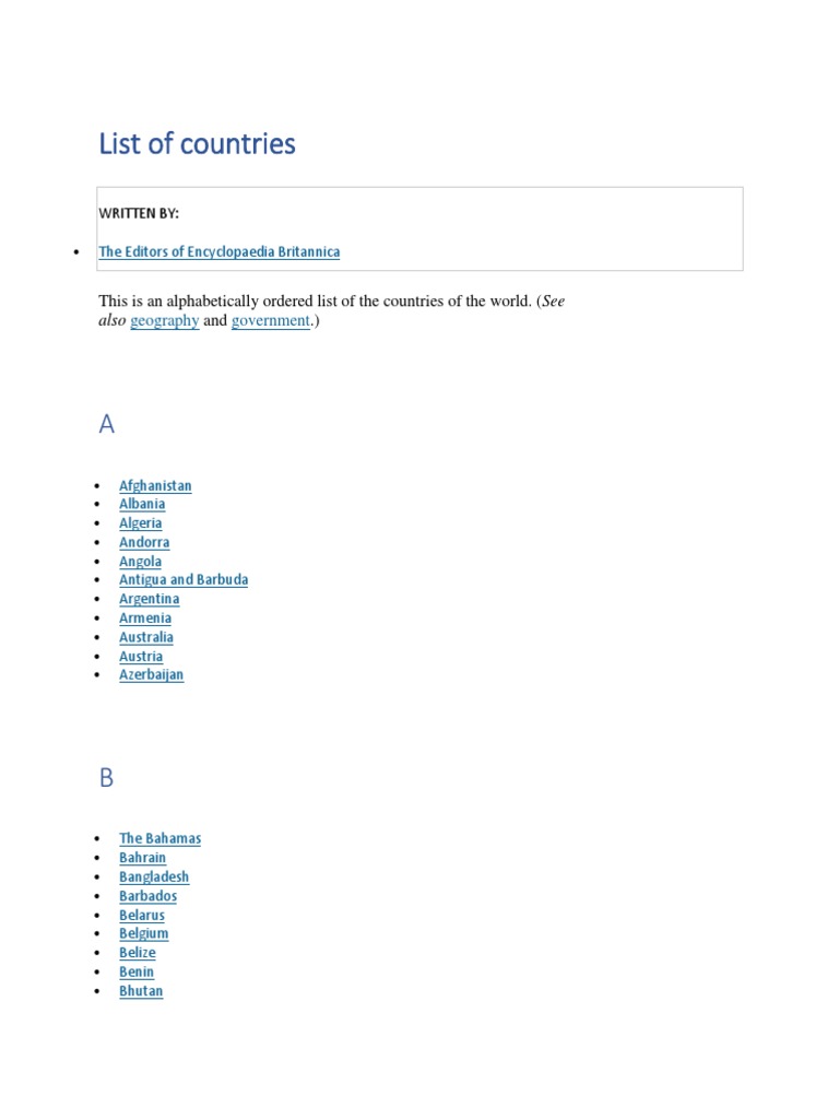 List of Countries | PDF