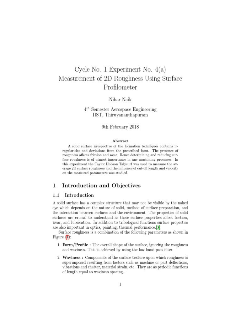 Measurement of 2D Roughness Using Surface Profilometer | Download Free ...