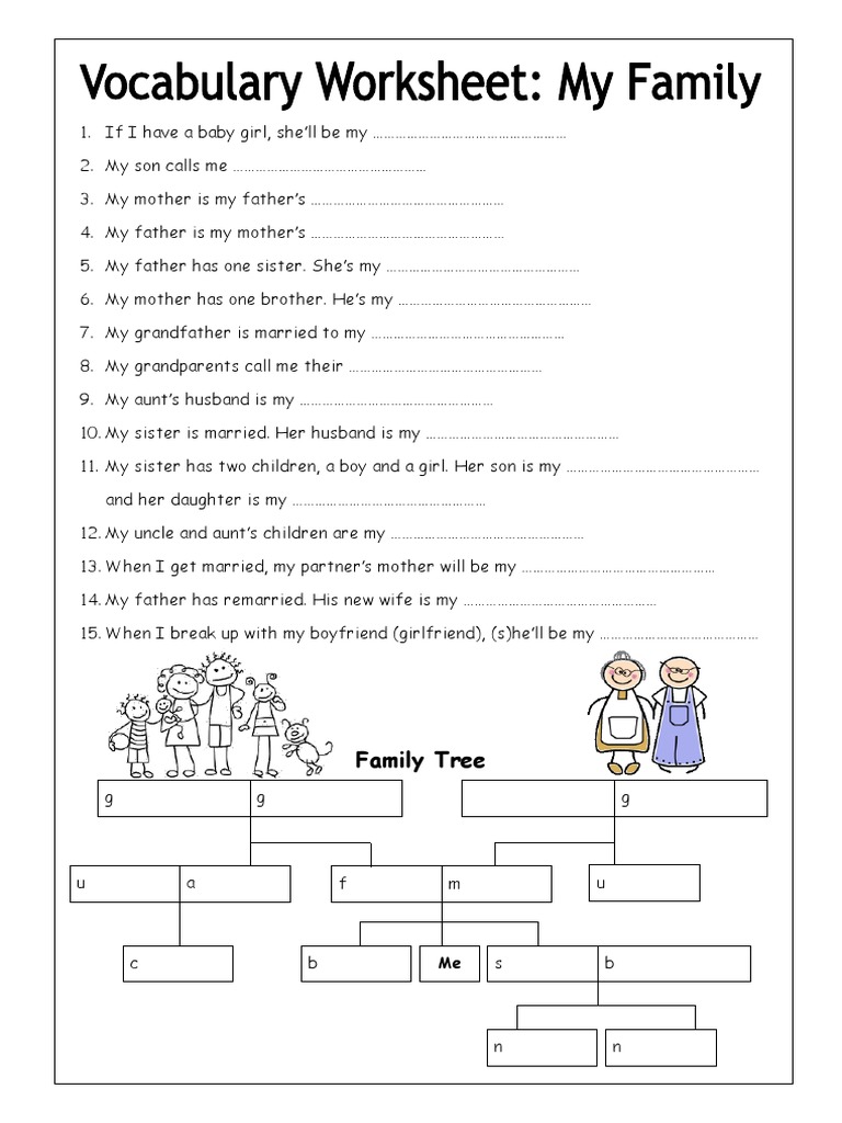 Vocabulary Worksheet My Family | PDF