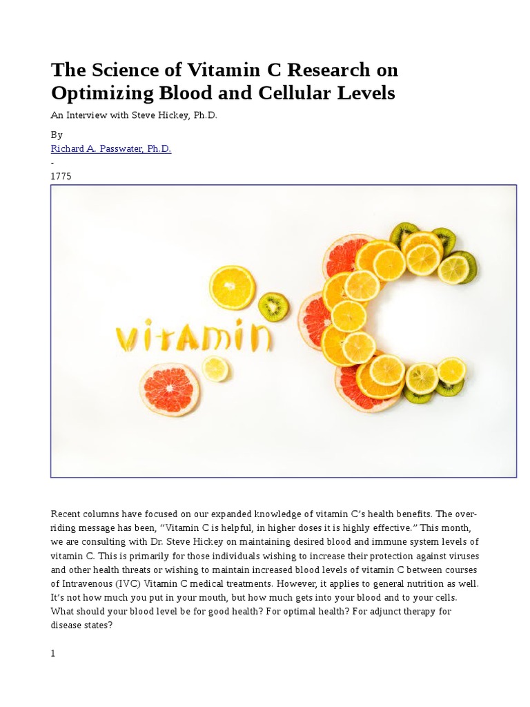 The Science of Vitamin C Research On Optimizing Blood and Cellular ...