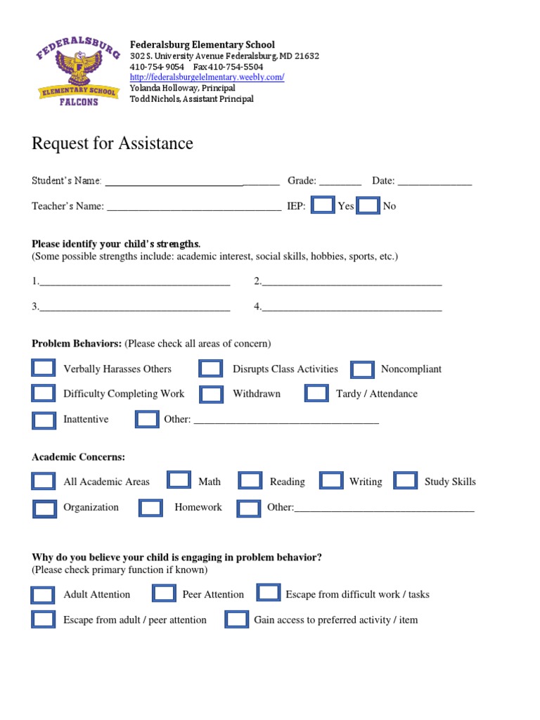 Pbis Request For Assistance | PDF